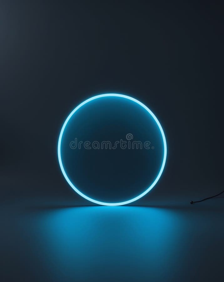 Neon Blue Color Geometric Circle on Dark Background. Stock Image ...