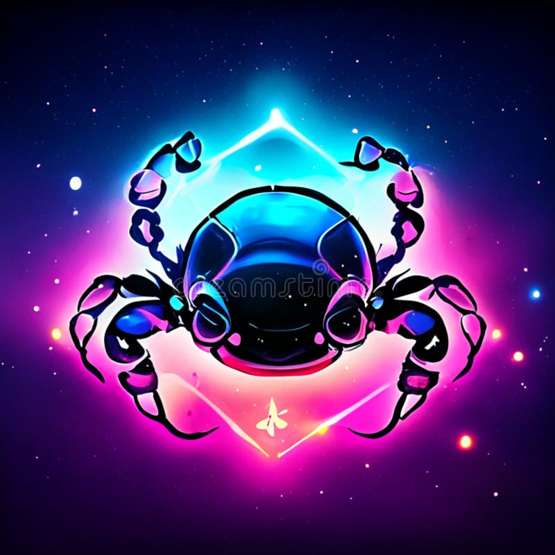 Neon Crab. Vector Illustration of a Crab on a Dark Background Stock ...