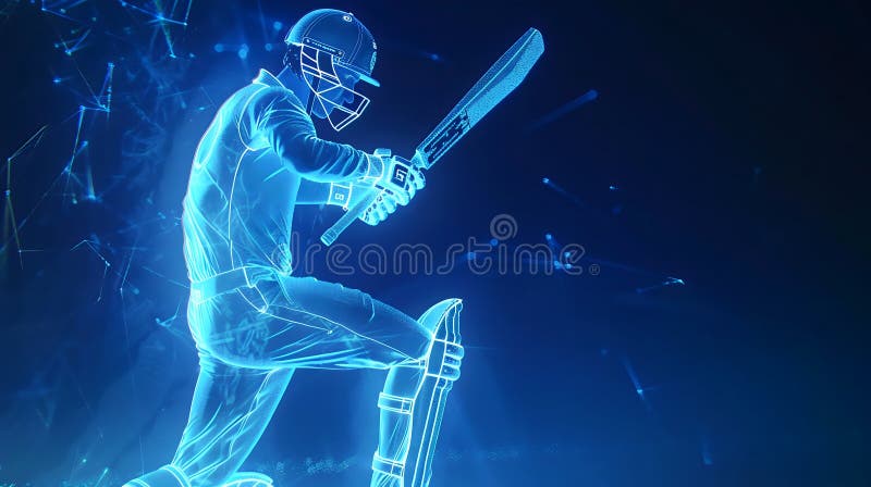 Neon Blue Cricket Olympic Concept Stock Illustration - Illustration of ...