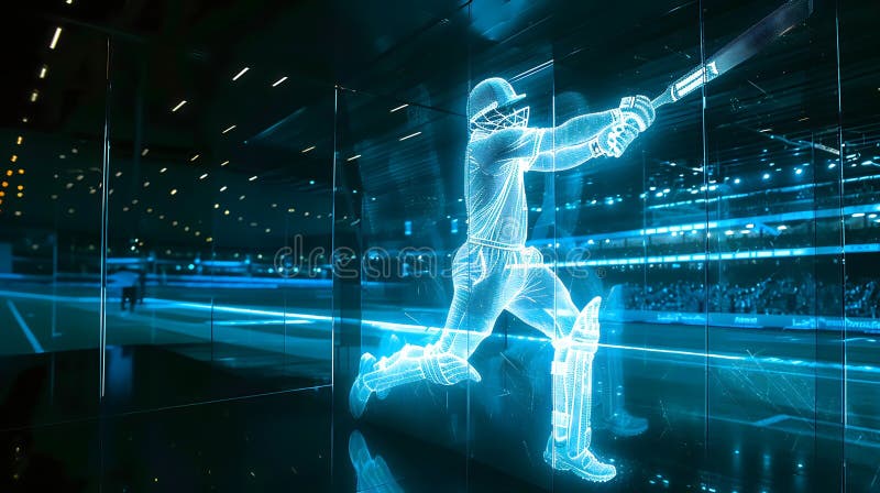 Neon Blue Cricket Olympic Concept Stock Illustration - Illustration of ...