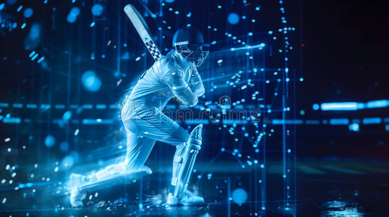 Neon Blue Cricket Olympic Concept Stock Illustration - Illustration of ...