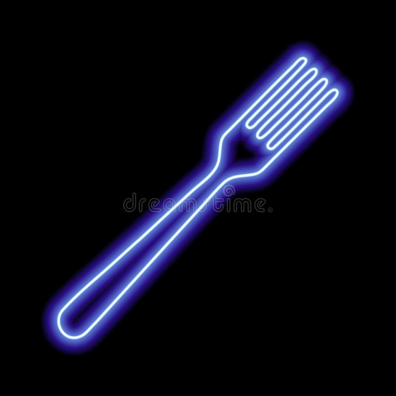 Neon Blue Fork Silhouette on a Black Background Stock Vector ...