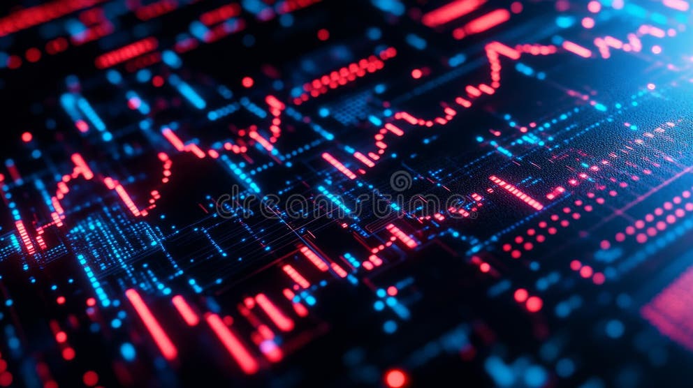 Neon Blue Glowing Technology Electronic Concept. Futuristic AI Chip ...