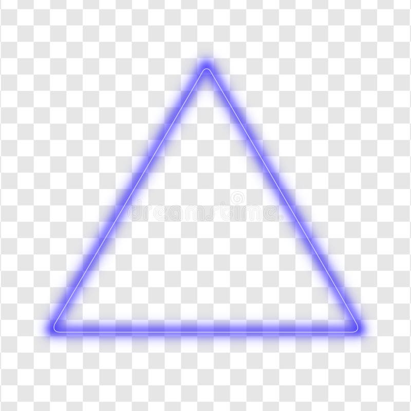 Neon Blue Glowing Triangle or Triangular Shape on Transparent ...