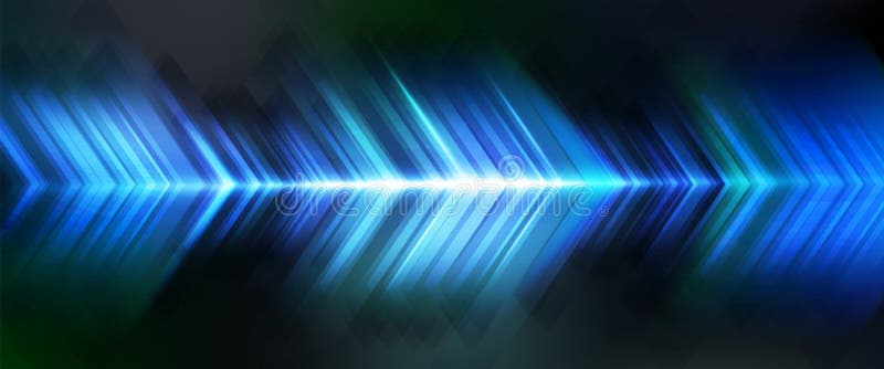 Neon Blue and Green Arrows on Black Background Stock Illustration ...