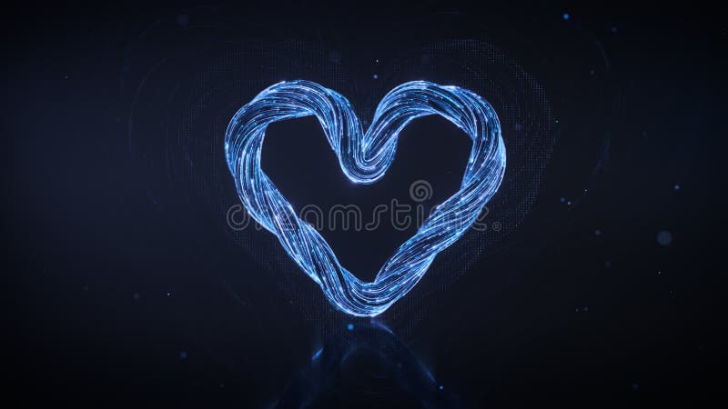 Neon Blue Heart Shape 3D Render Illustration Stock Illustration ...