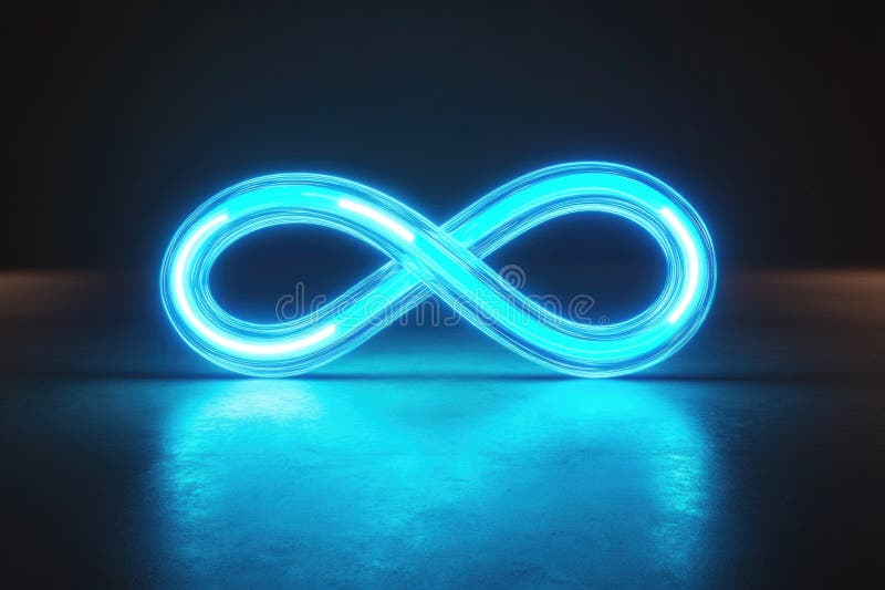 Neon Blue Infinity Sign stock photo. Image of philosophy - 376279056