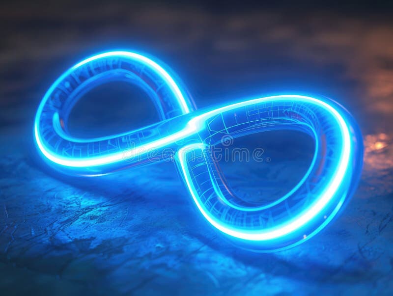 A Neon Blue Infinity Symbol Sits on a Table, Great for Abstract or ...
