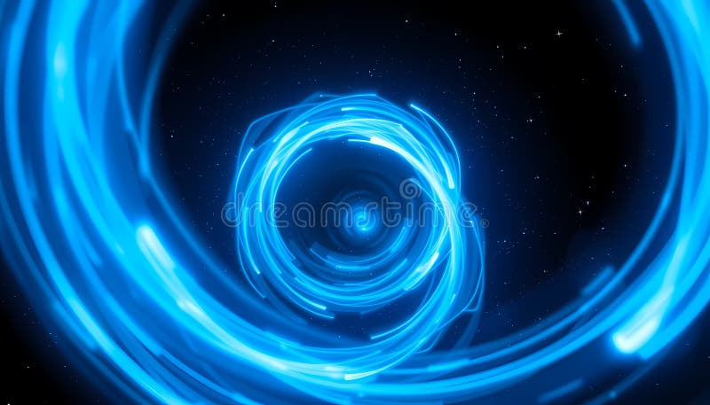 Neon Blue Light Swirl Creating Energy Vortex Starry Space Stock Photo ...