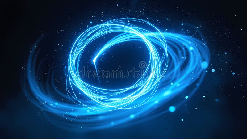Neon Blue Light Trails Forming Vortex Energy Black Background Stock ...