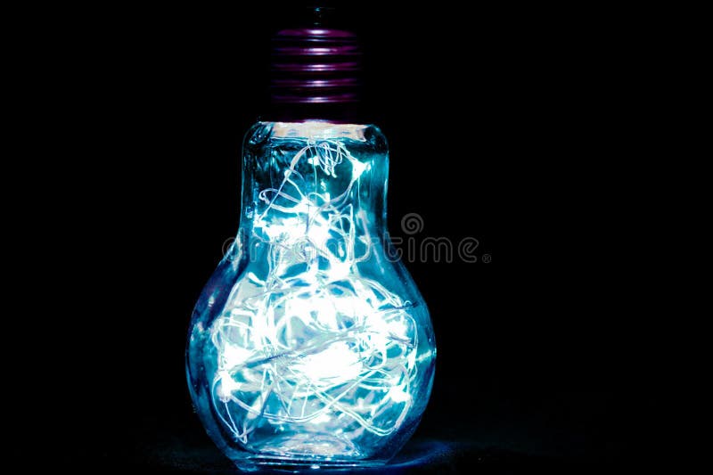 Neon blue lightbulb stock image. Image of lightbulb - 107527833