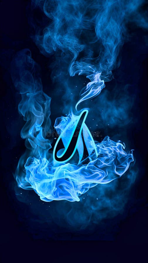 A Neon Blue Logo White Background Blue Smoke, Generative AI Stock ...