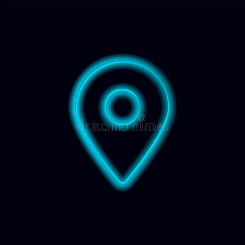 Neon Blue Map Location Pin Glowing Symbol for Navigation and ...