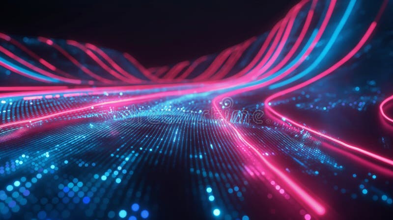 Abstract Neon Light Waves stock image. Image of colorful - 312431863