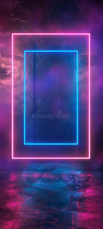 Neon Blue and Pink Moving Lights Square Frame Perfect for Overlay ...