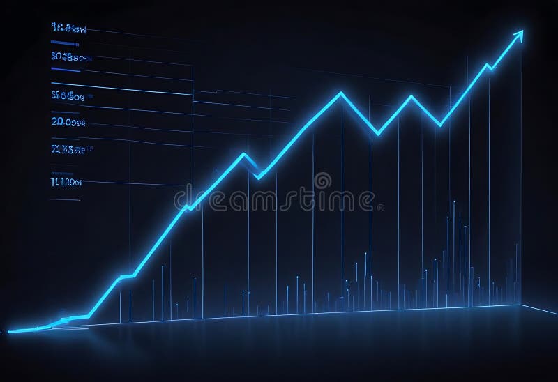 Neon Blue Profit Growth Chart for Business Analytics and Financial ...