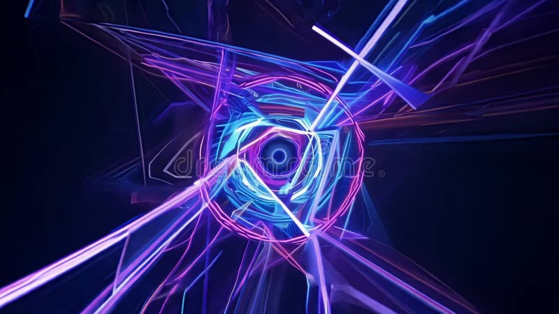 Neon Blue and Purple Beams of Light Dance and Twist in a Seamless Loop ...