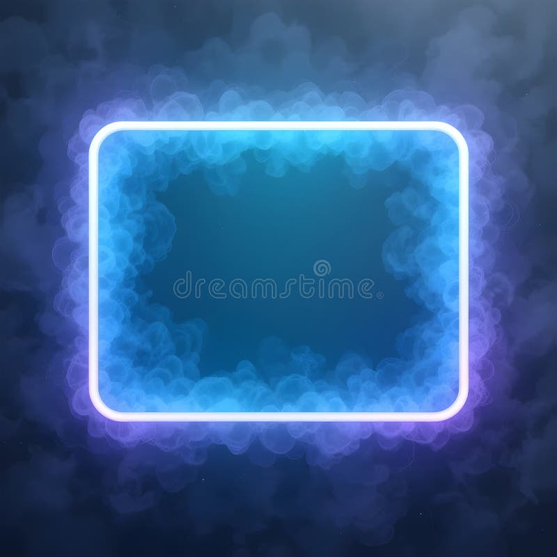 Neon Blue & Purple Frame in Smoky Background, Stock Illustration ...