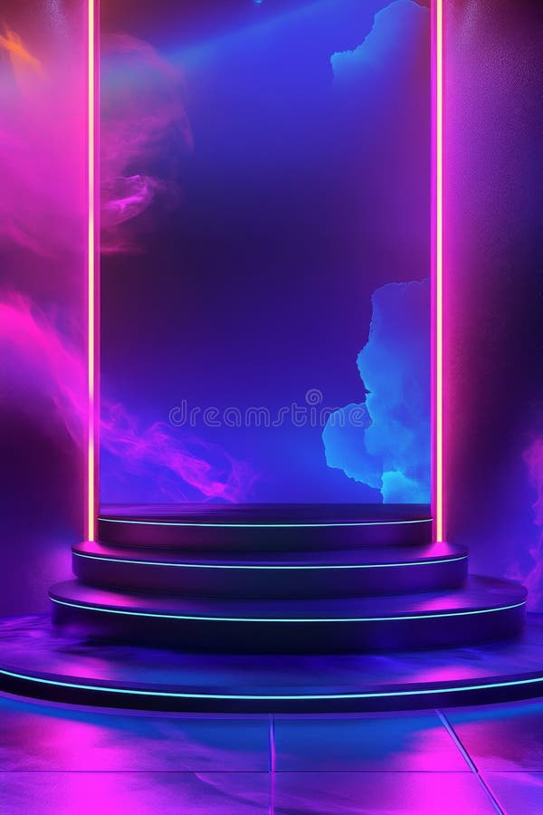 A Neon Blue and Purple Lighted Structure with a Blue Stock Illustration ...