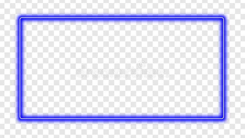 Neon Blue Rectangle Frame Glow Light Led on Transparent Background ...