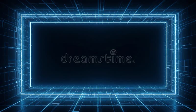 Futuristic Frame with Glowing Edges Tech Border Design Mockup Stock ...
