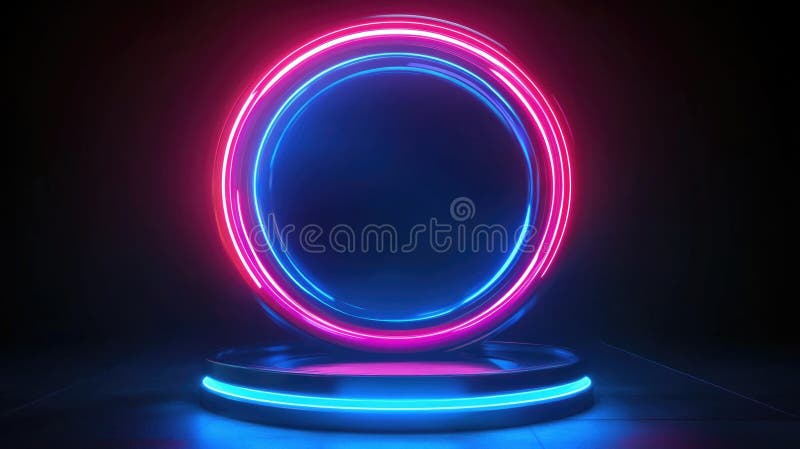 Neon Blue and Red Circle with a Black Background Stock Photo - Image of ...