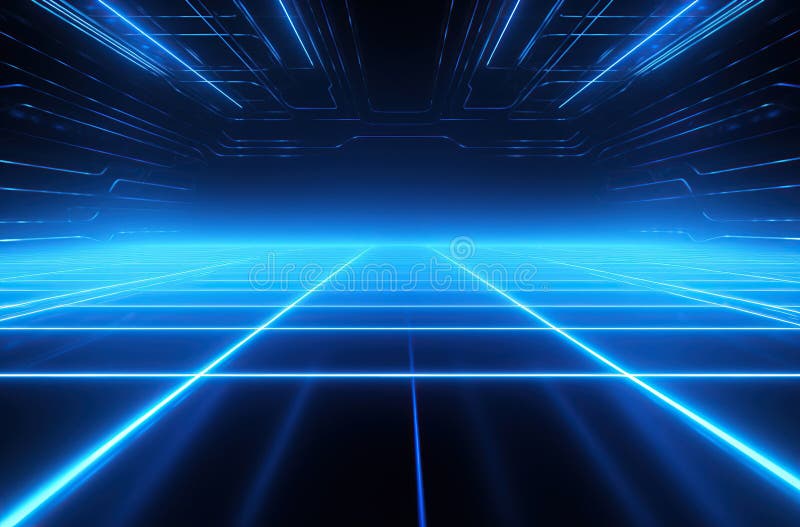 Neon Blue Retro Grid Background Stock Illustration - Illustration of ...