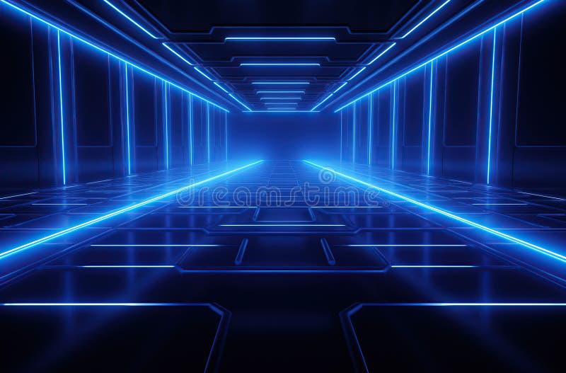 Neon Blue Retro Grid Background Stock Illustration - Illustration of ...