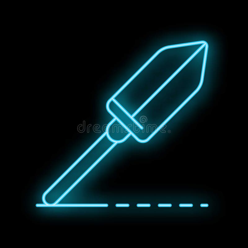 Neon Blue Trowel Spreading Grout on Black Background Stock Vector ...