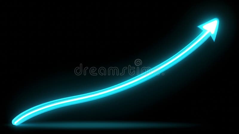 Neon Blue Upward Trending Line Graph on a Dark Background, Growth ...