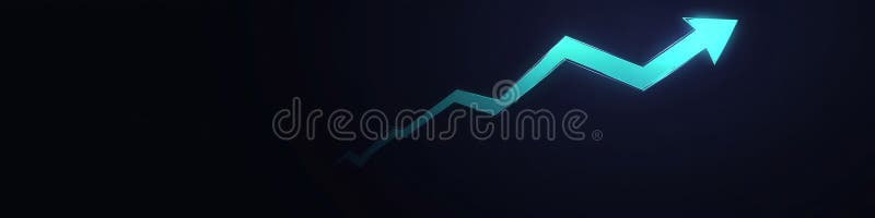 Neon Blue Upward Trending Line Graph on Dark Background, Illuminated ...
