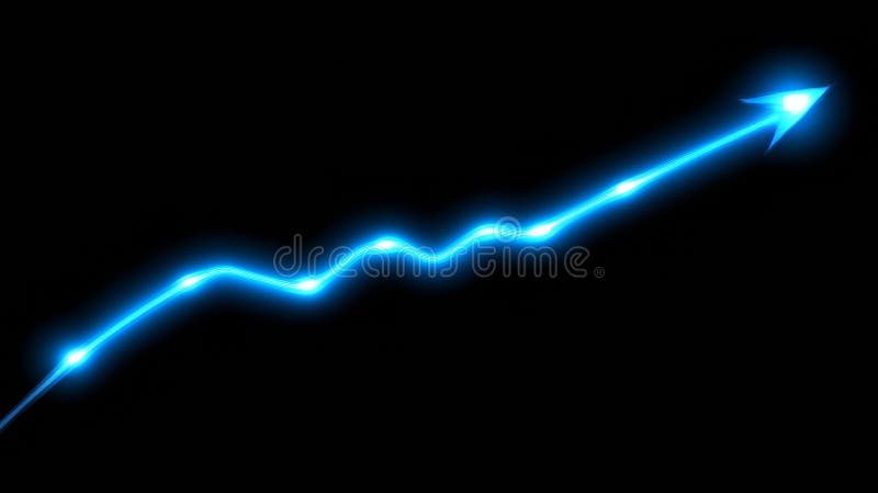 Neon Blue Upward Trending Line Graph on a Dark Background, Representing ...