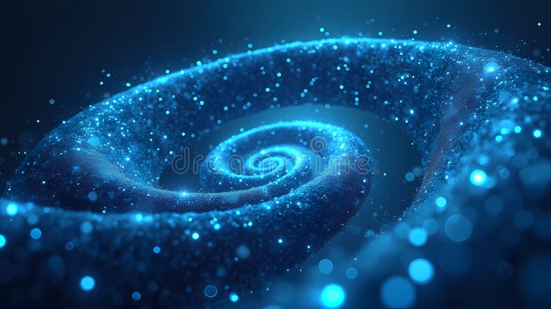 Neon Blue Vortex of Light with Swirling Particles Stock Illustration ...
