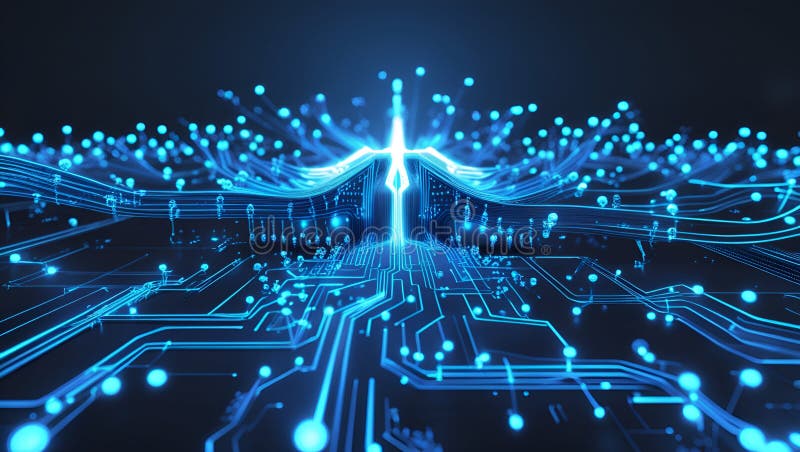 Neon Blueprint Futuristic Circuit in Blue Stock Image - Image of ...