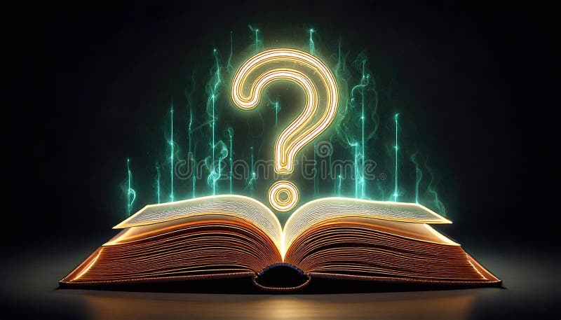 Neon Book with Glowing Question Mark Symbolizes Curiosity and Seeking ...