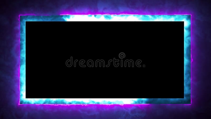 Neon Border Frame, Blue Purple Glowing Border, Rectangle, Black Screen ...