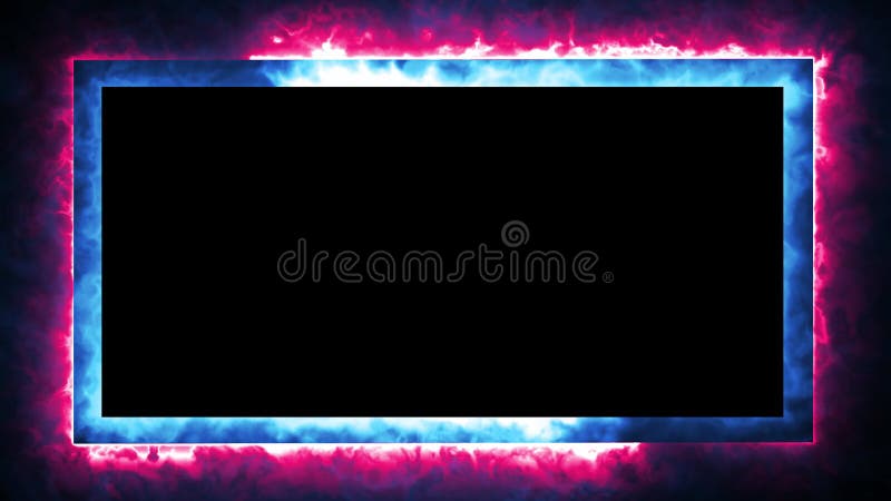 Neon Border Frame, Pink Gold Glowing Border, Rectangle, Frame, Black ...