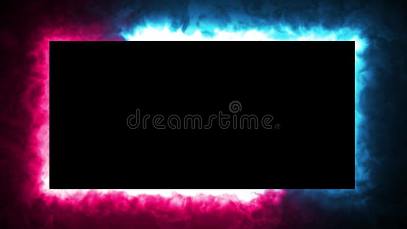 Neon Border Frame, Pink Blue Glowing Border, Rectangle, Black Screen ...