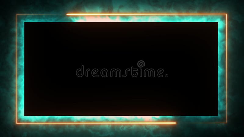 Neon Border Frame, Yellow and Green Glowing Border, Rectangle, Frame ...