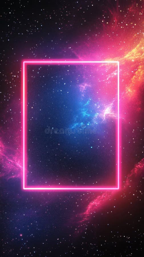 Neon-bordered Cosmic Background Stock Photo - Image of decoration ...