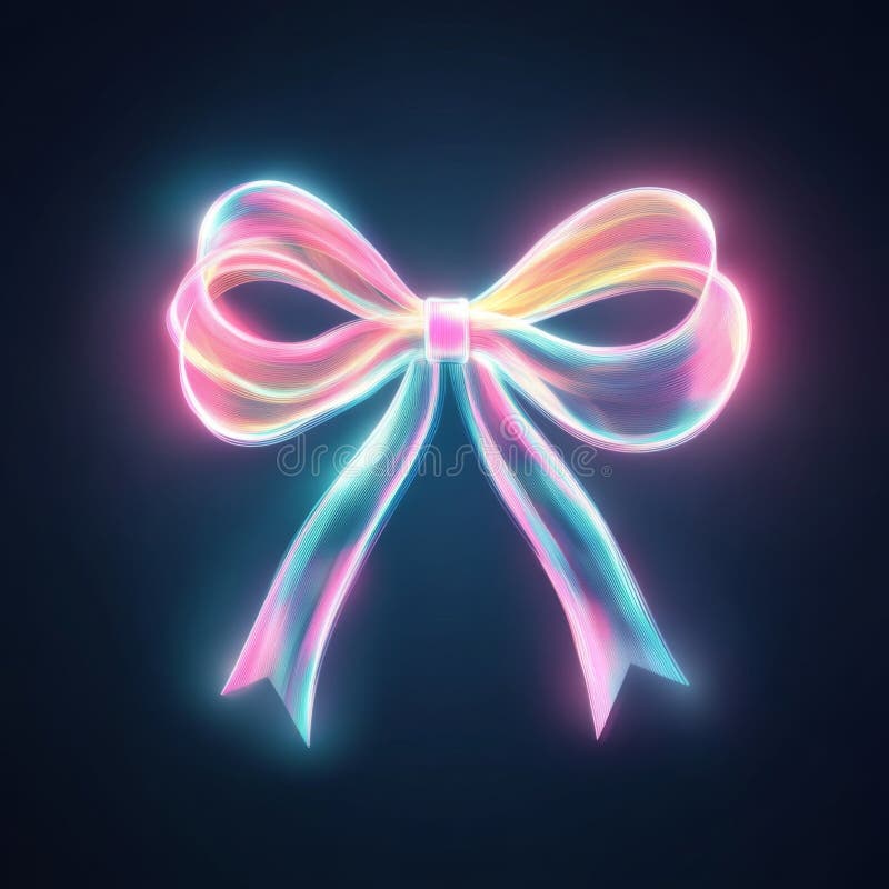 Neon Bow Illuminated Against a Dark Backdrop Creating a Dazzling Visual ...