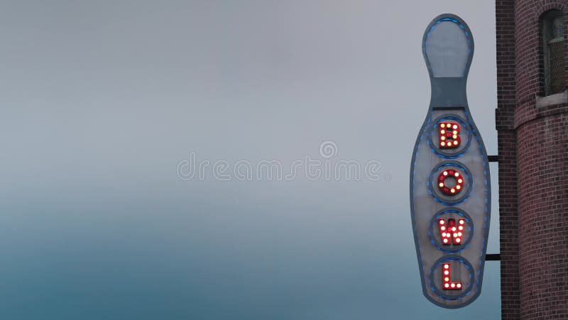 Neon Bowling Sign stock footage. Video of business, club - 336445614