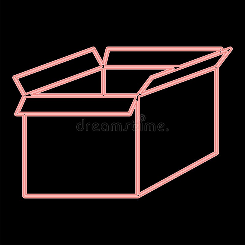 Neon Box the Red Color Vector Illustration Flat Style Image Stock ...