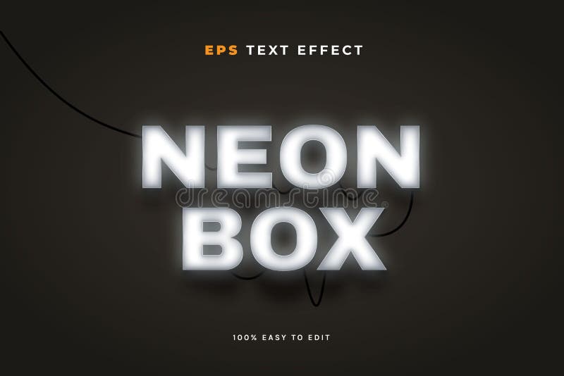 Neon Box Text Effect stock vector. Illustration of blue - 192751727