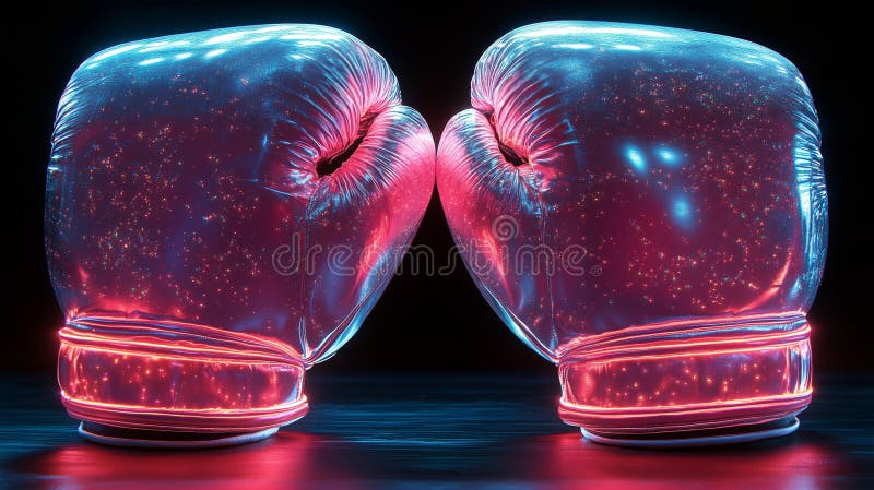 Neon Boxing Gloves in Competition Match Stock Image - Image of boxing ...