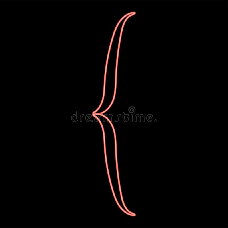 Neon Bracket Red Color Vector Illustration Flat Style Image Stock ...
