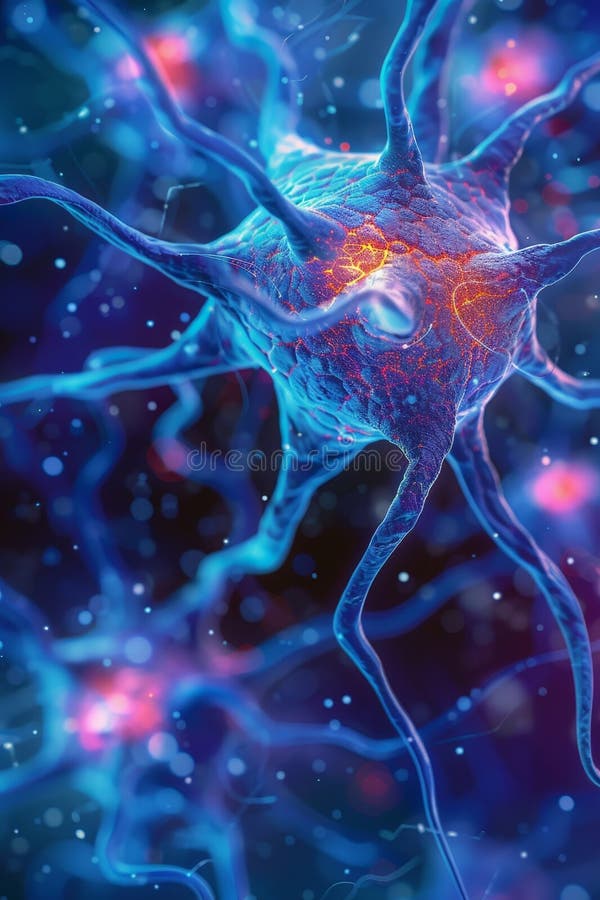 Neon Brain Connections Abstract Art Vertical Background for ...