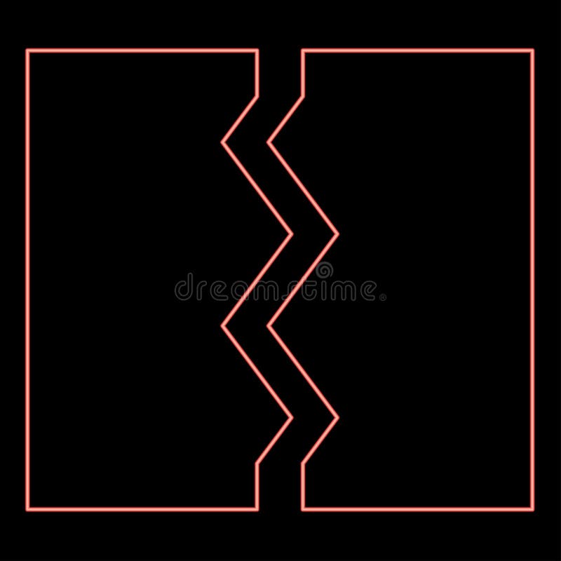 Neon Breach Broken Torn Tear Object Document Red Color Vector ...
