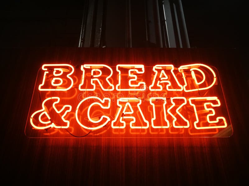 Neon Bread & Cake Sign Lighting Stock Image - Image of retro, loft ...