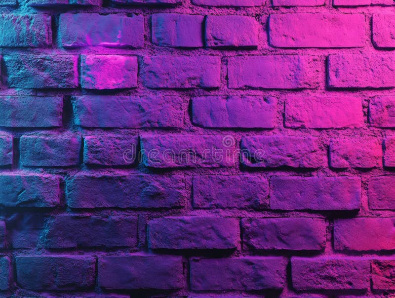 Neon Brick Wall Texture Purple and Blue Gradient, Background, Brick ...